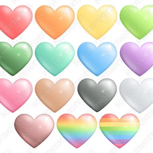 Rainbow & Pastel Heart Clip Art: Digital Download, Clipart ...