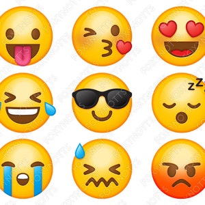 Emoji Clip Art Smiley Faces: Digital Download High - Etsy