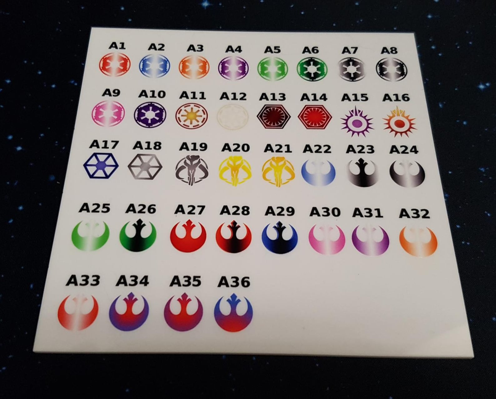 Star Wars X-wing Compatible V2 Acrylic Colour Print Gaming Template ...