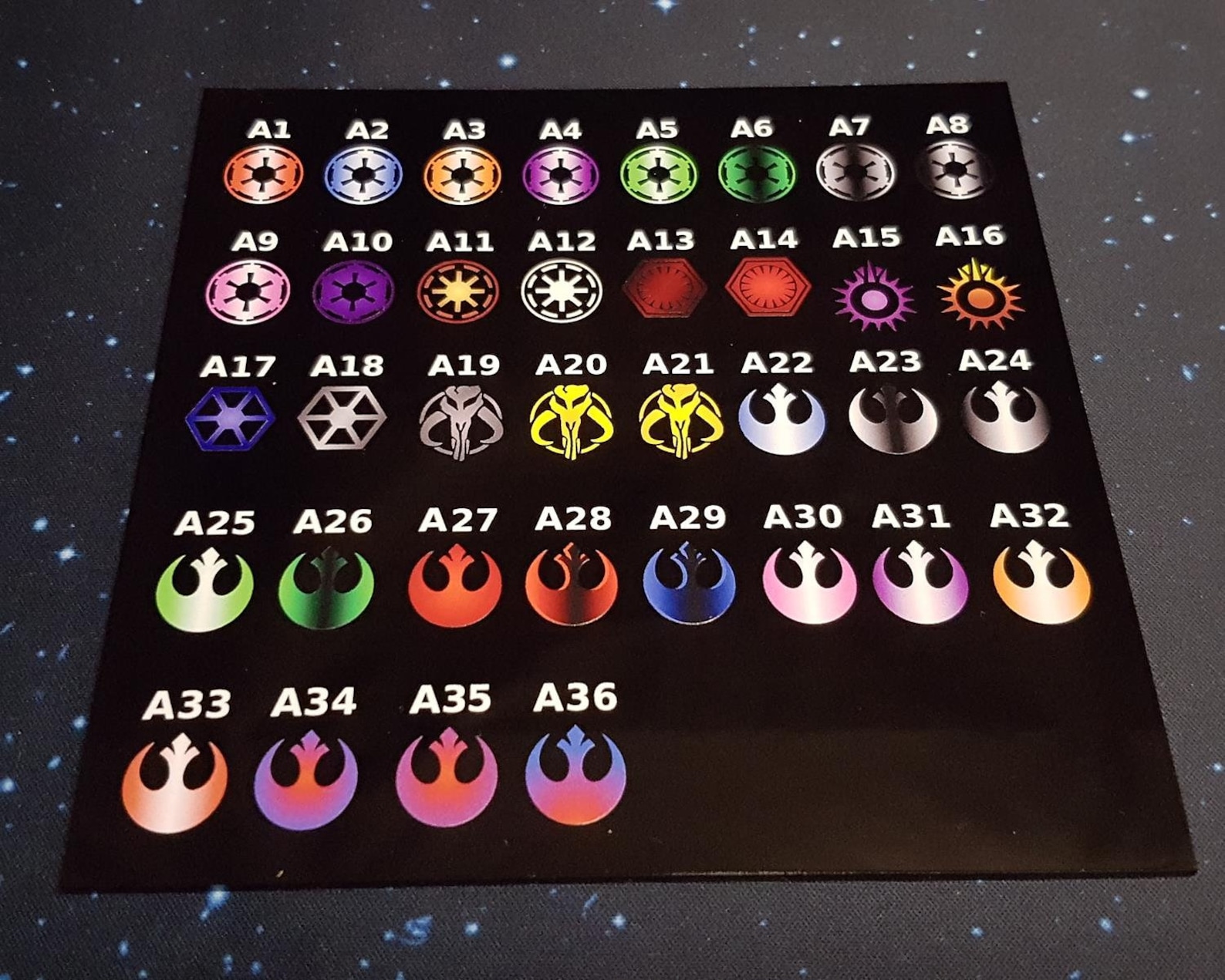 Star Wars X-wing Compatible V2 Acrylic Colour Print Gaming Template ...