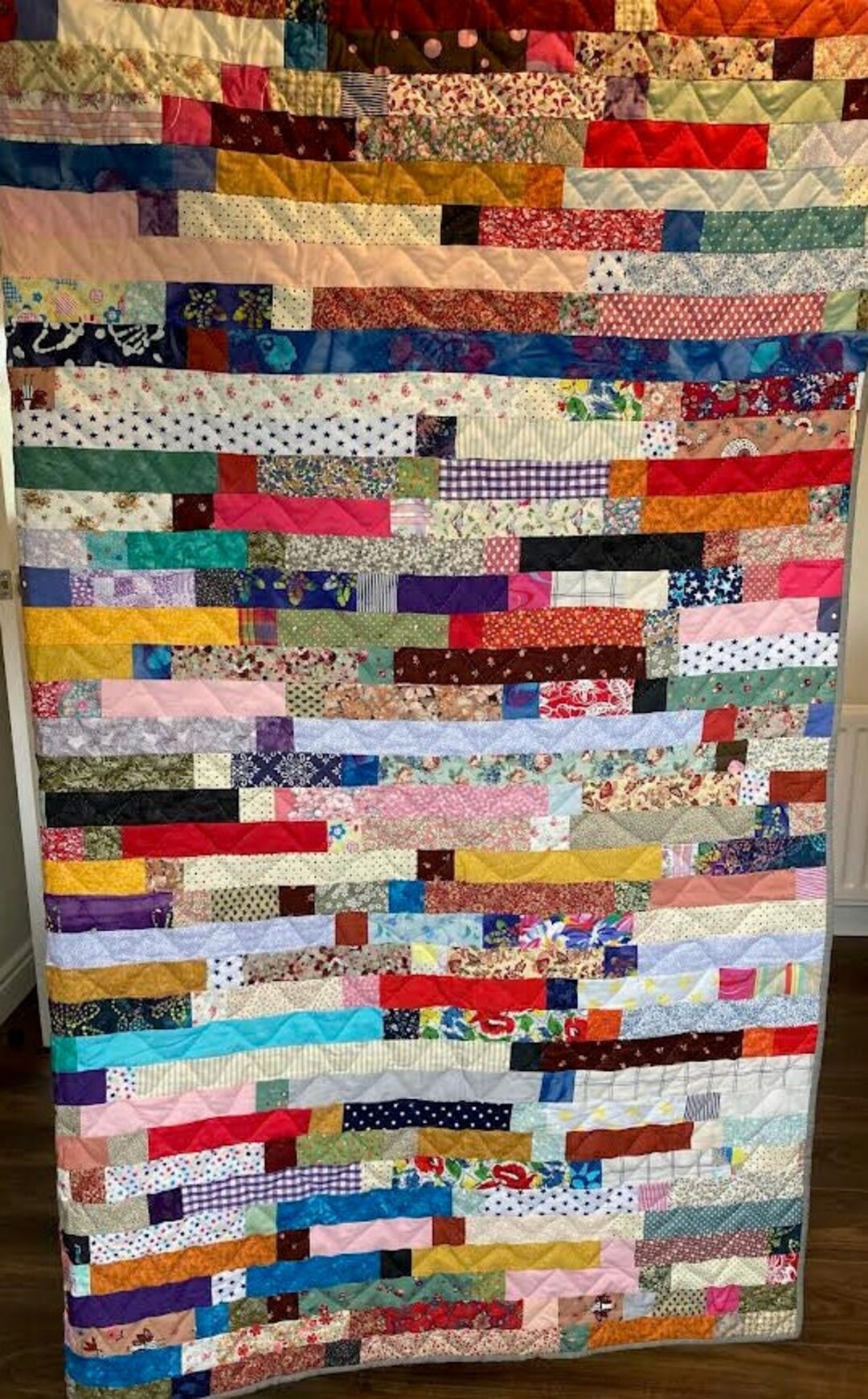 A King Size Patchwork Quilt Bright and Colourful a Unique - Etsy