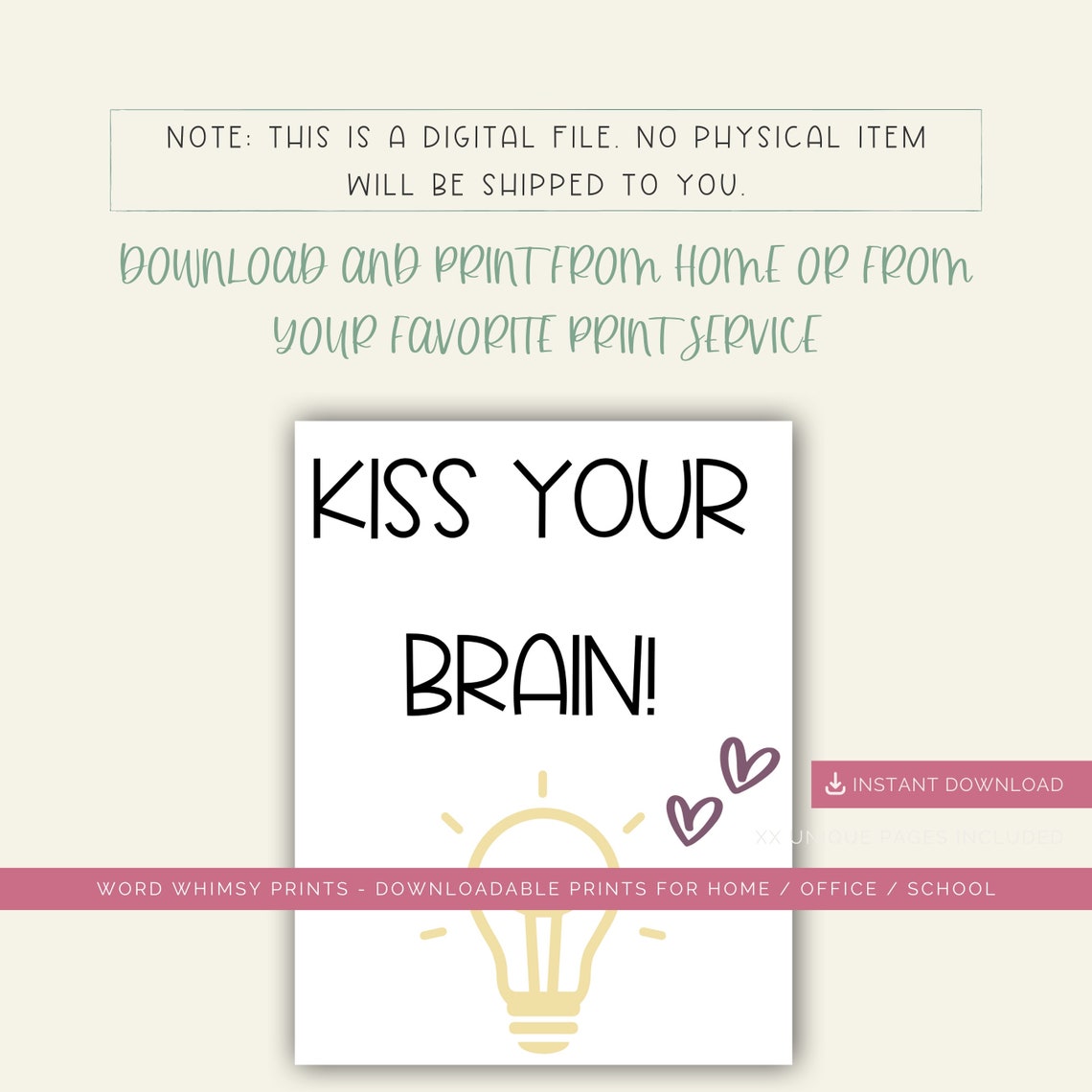 Kiss Your Brain Classroom Sign / Classroom Decor / Elementary Classroom ...