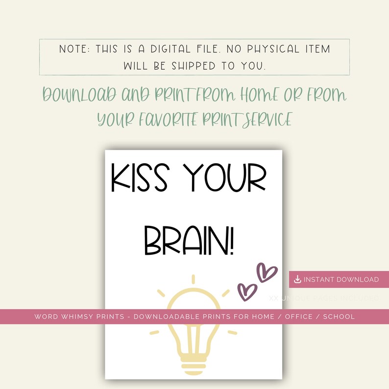 Kiss Your Brain Classroom Sign / Classroom Decor / Elementary Classroom ...
