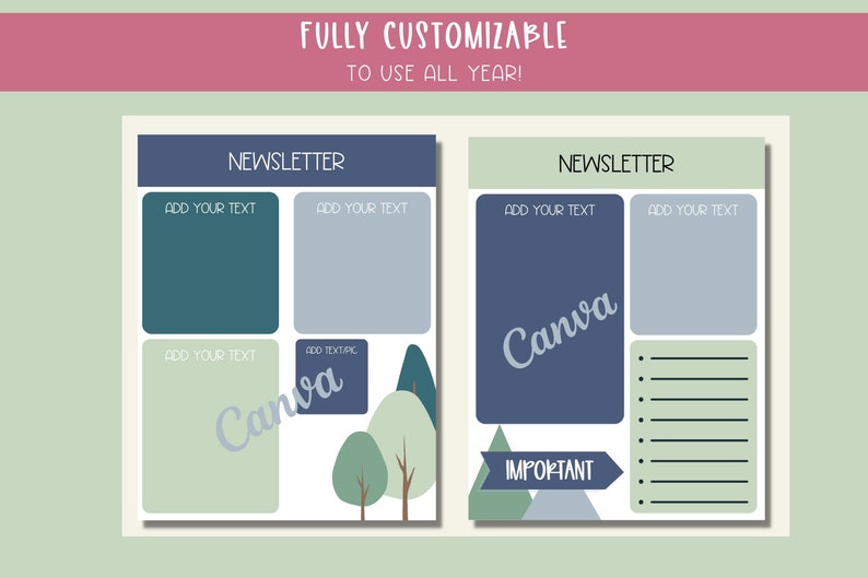 Newsletter Template / Newsletter Template Canva / Editable Template ...