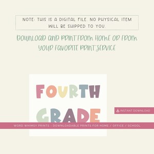 Fourth Grade / Classroom Door Sign / Printable Wall Art / Classroom ...
