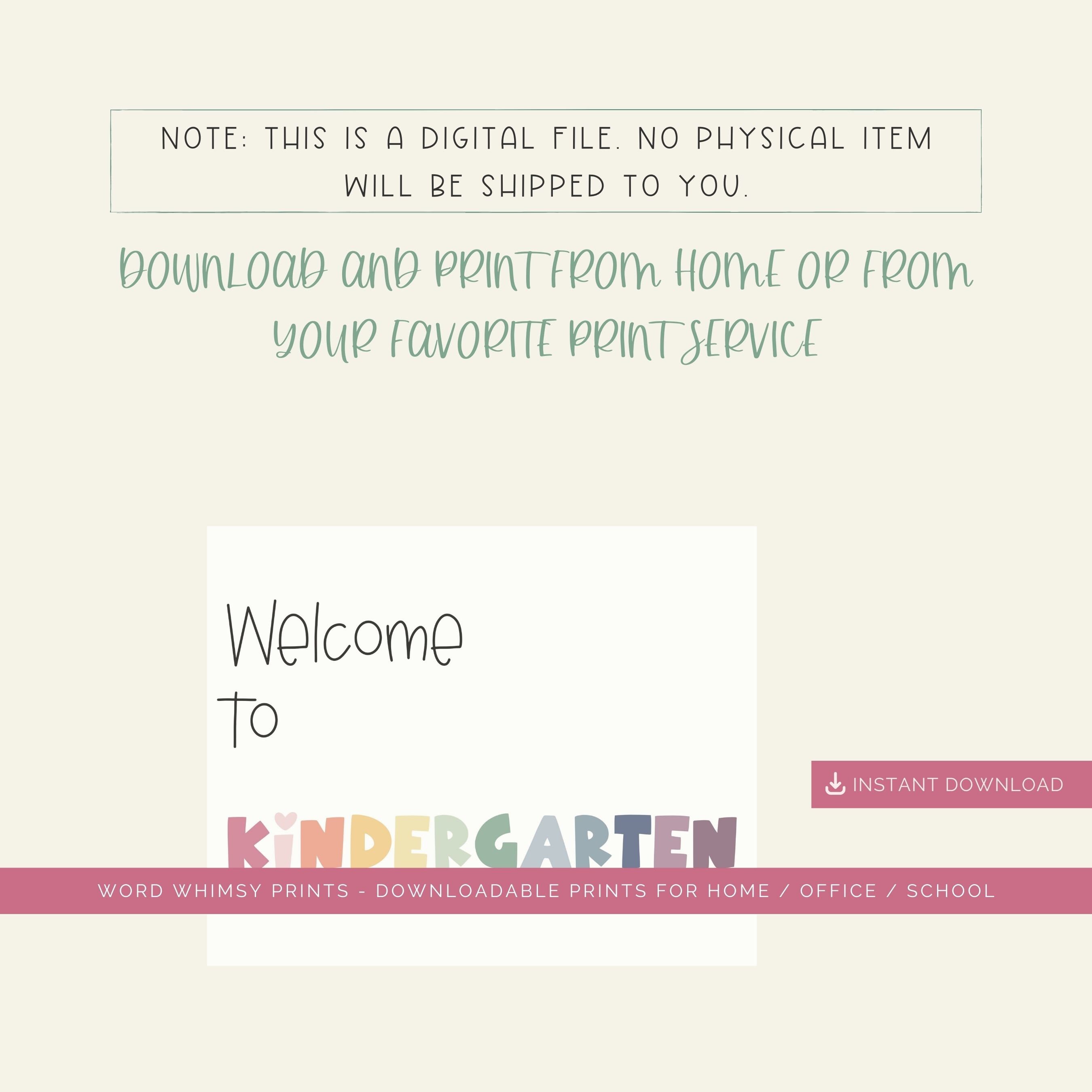 Kindergarten / Classroom Door Sign / Printable Wall Art / Classroom ...