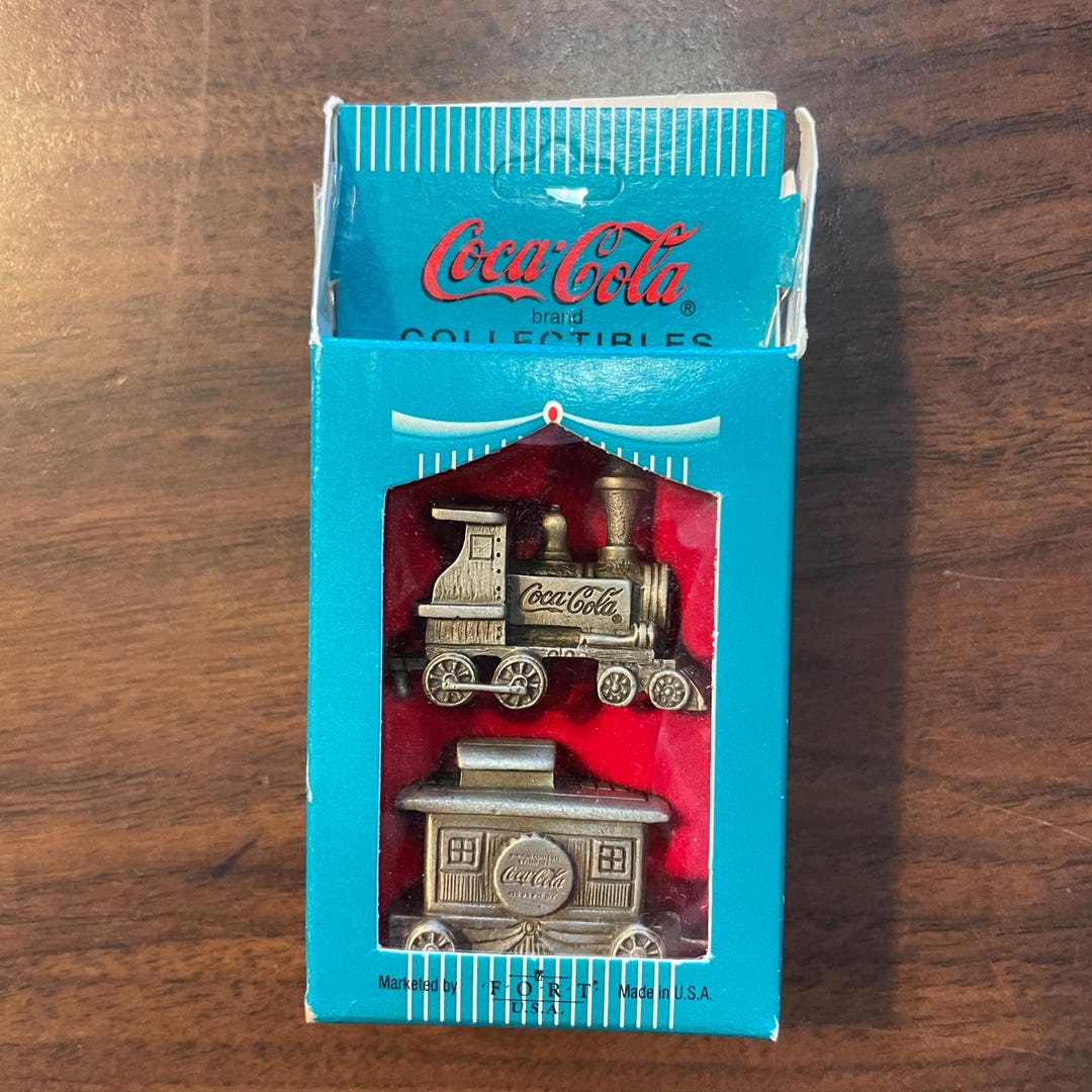 Vintage Coca Cola Pewter Train Set 2 Pcs 1997 Coke - ENGINE & CABOOSE ...