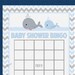 Whale Baby Shower Game, Bingo Card, Printable, Nautical Baby Shower ...