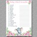 Pink Elephant Baby Shower Game , Word Scramble Game Printable, Elephant ...