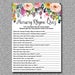 Floral Baby Shower Game, Nursery Rhyme Quiz Game Printable, Floral Baby ...