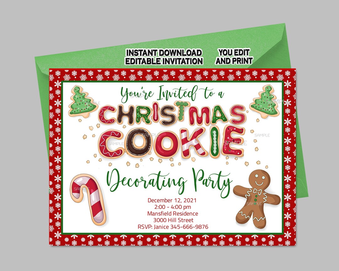 Christmas Cookie Decorating Invitation, Holiday Party Invitation ...