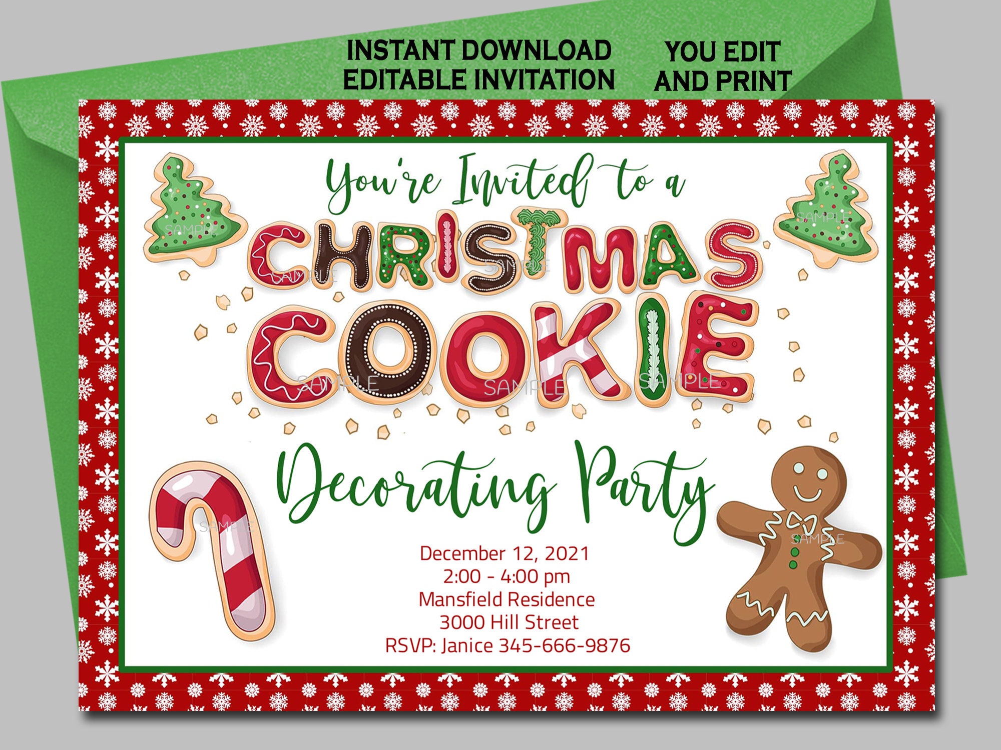 Christmas Cookie Decorating Invitation Holiday Party | Etsy