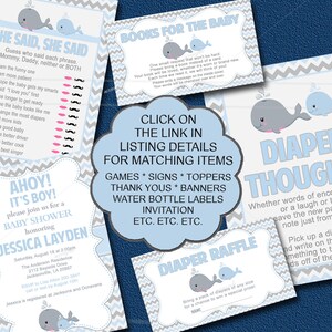 Whale Baby Shower Game, Nursery Rhyme Quiz Game, Printable, Chevron ...