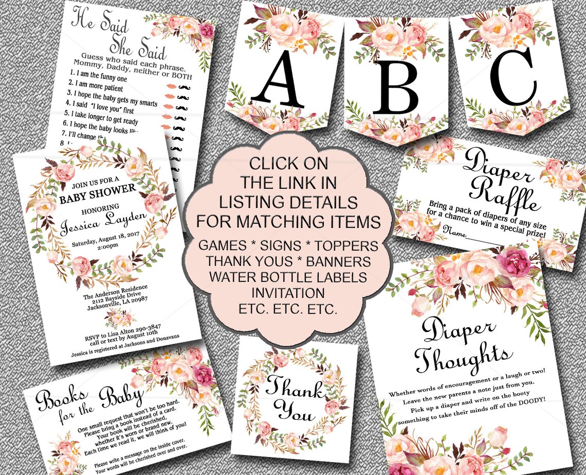 Floral Baby Shower Game Name the Baby Animals Game Printable | Etsy