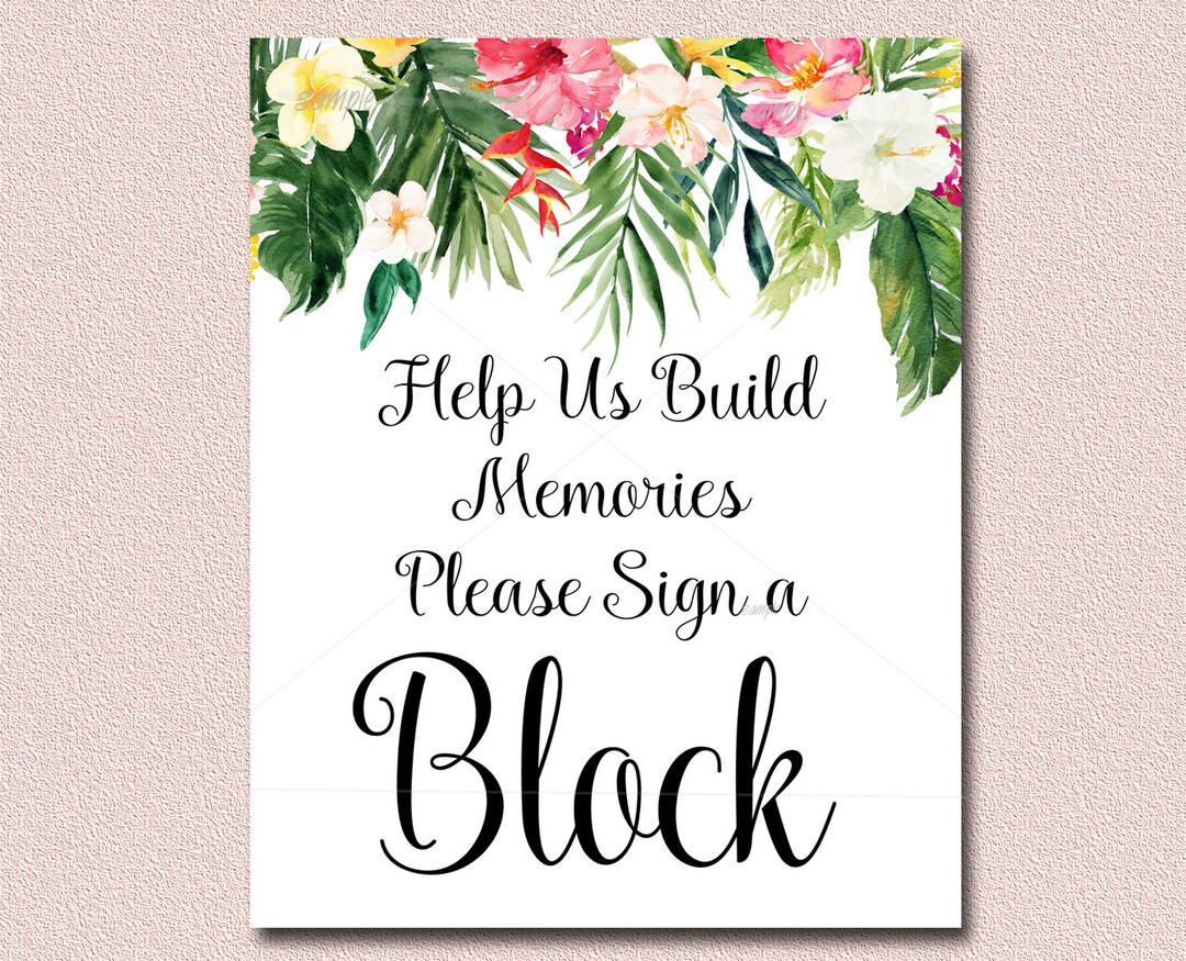 Hawaiian Baby Shower Sign a Block Sign, Luau Baby Shower Sign, Hawaiian ...