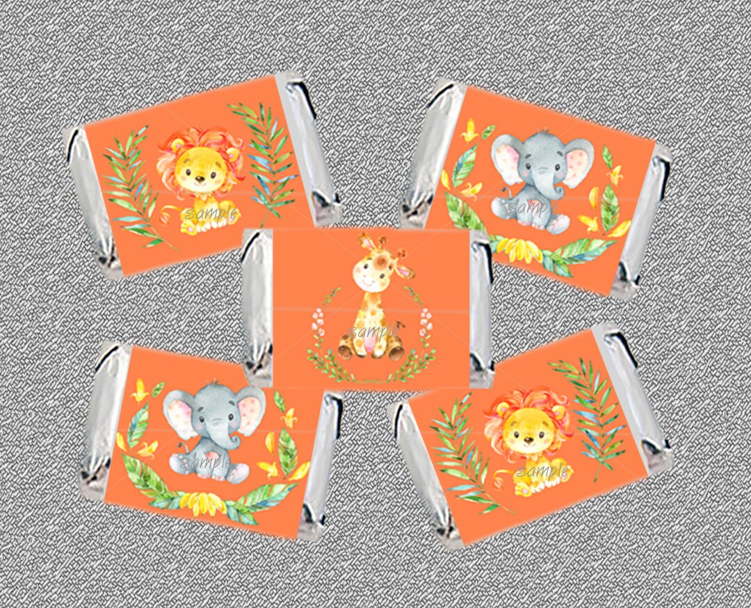 Safari Mini Candy Bar Wrappers Printable, Jungle Baby Shower - Jungle ...