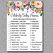 Floral Baby Shower Game, Celebrity Baby Name Game Printable, Watercolor ...