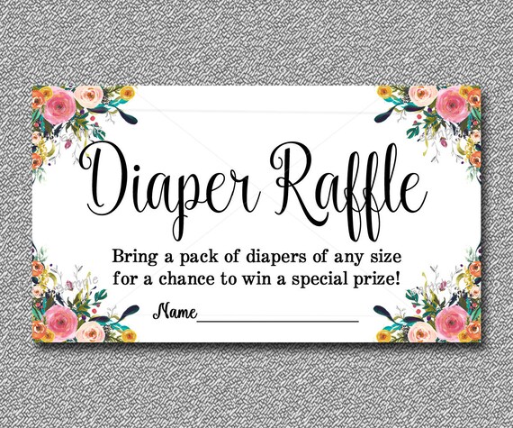 Floral Diaper Raffle Card Insert Printable Floral Baby | Etsy