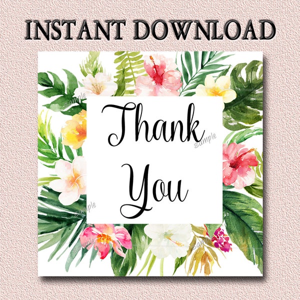 Luau Thank You Card - Etsy