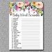 Floral Baby Shower Game, Word Scramble Baby Shower Game Printable ...