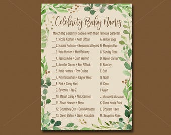 Woodland Baby Shower Game Celebrity Baby Shower Game