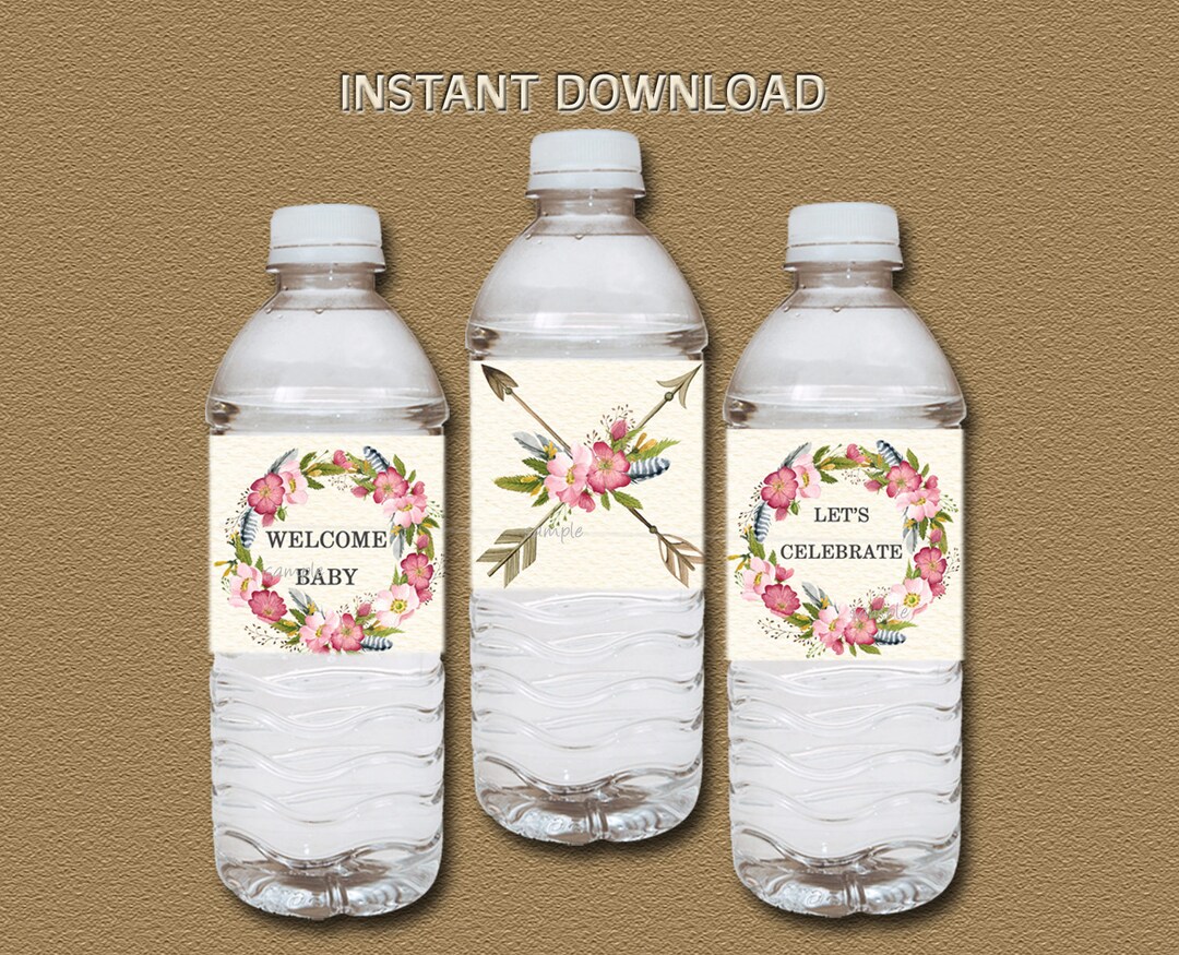 Boho Water Bottle Labels, Printable, Water Bottle Wrap Tribal Decor ...