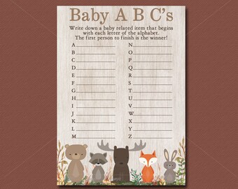 Woodland Baby Shower Game Baby Names Race Game Woodland - Etsy