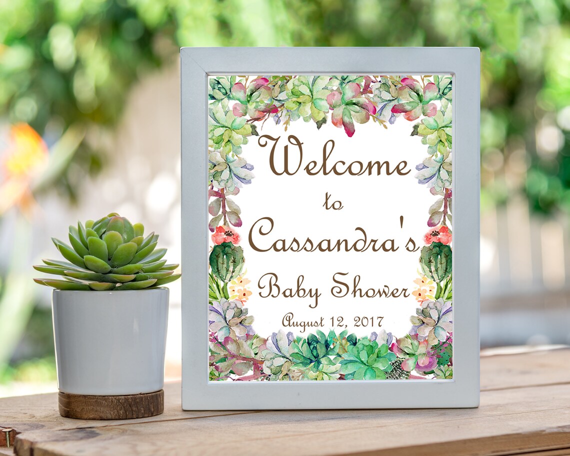 Succulent Baby Shower Welcome Sign or Bridal Shower 3 Sizes - Etsy