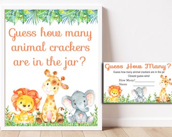 Gold Safari Guess How Many Game, Safari Baby Shower, Jungle Animal ...
