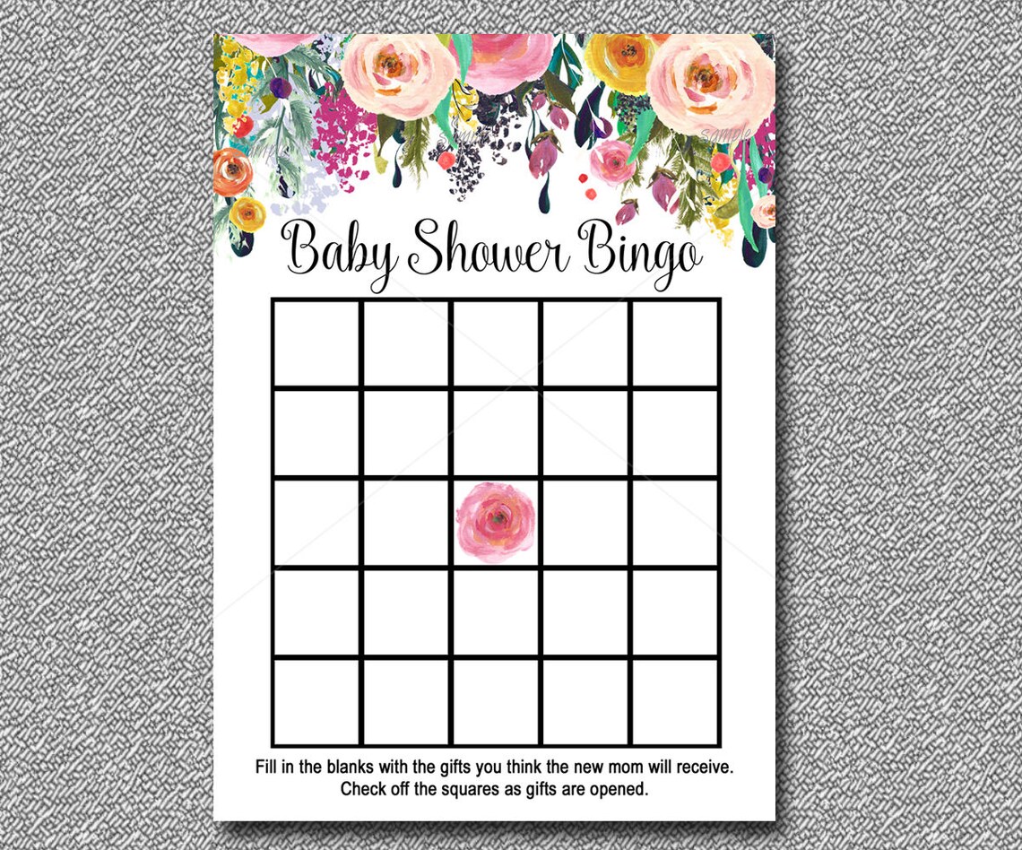 Floral Baby Shower Game Bingo Game Printable Boho Baby | Etsy