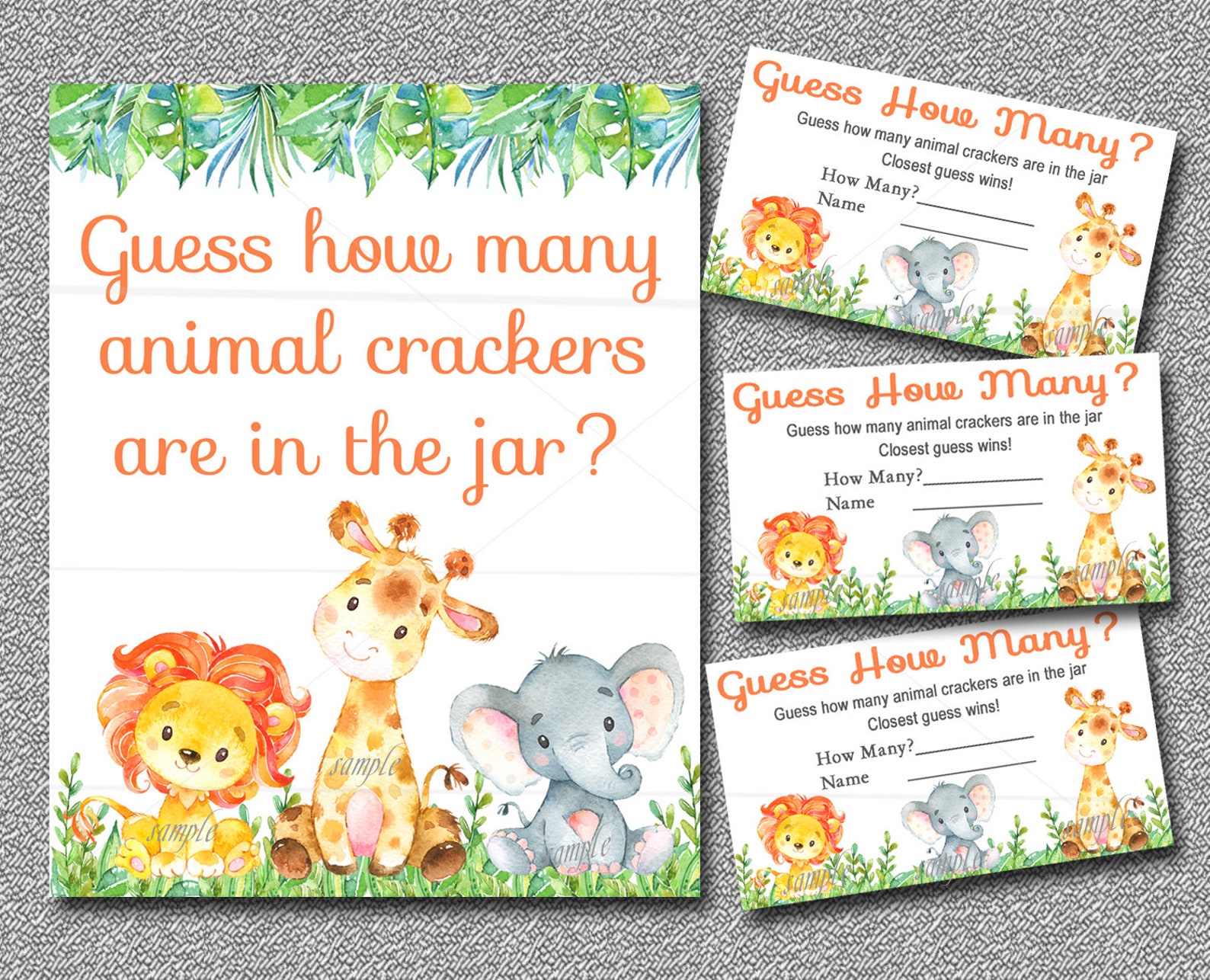 Safari Guess How Many Animals Guessing Game Printable Baby - Etsy