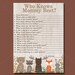 Woodland Baby Shower Game, Who Knows Mommy Best, How Well Do You Know ...