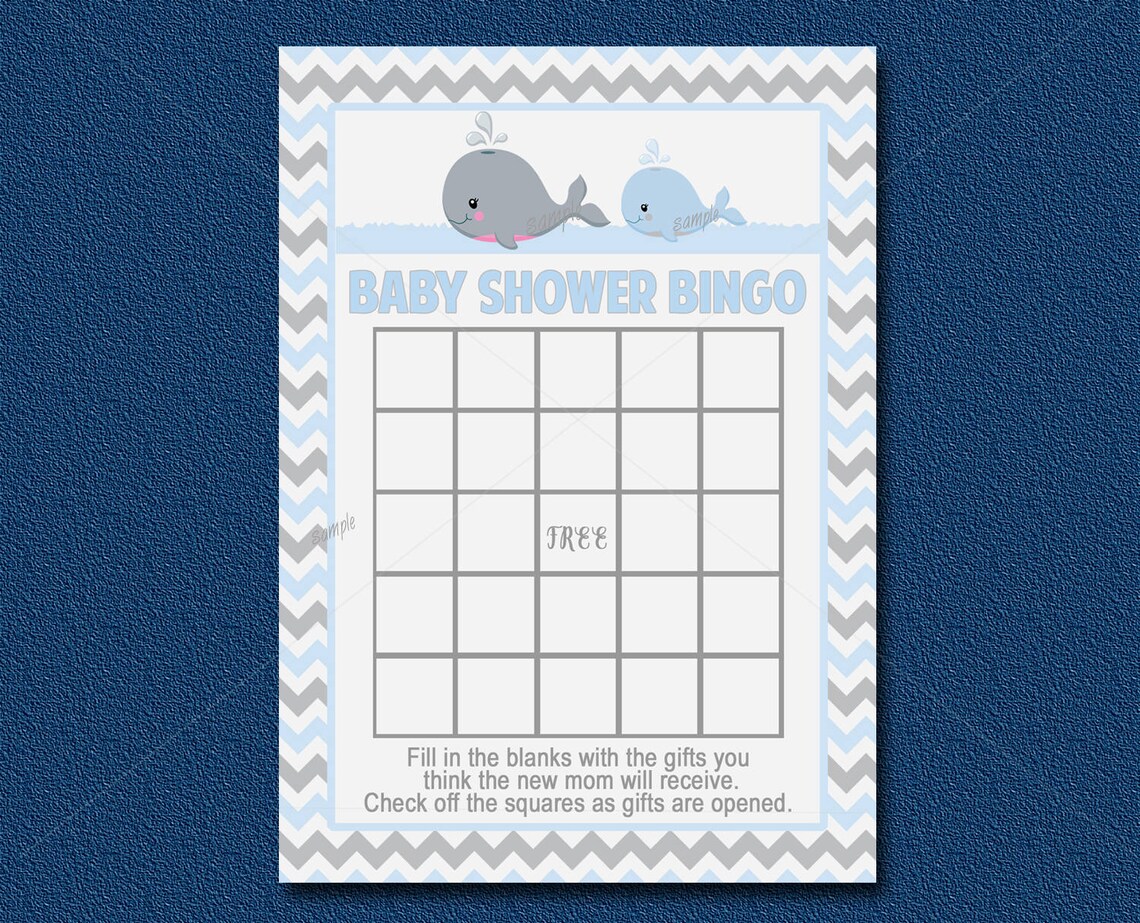Whale Baby Shower Game Bingo Card Printable Nautical baby | Etsy
