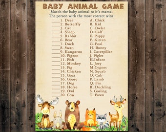 Name the Baby Animals Game, Baby Shower Games, Woodland Forest Animal ...