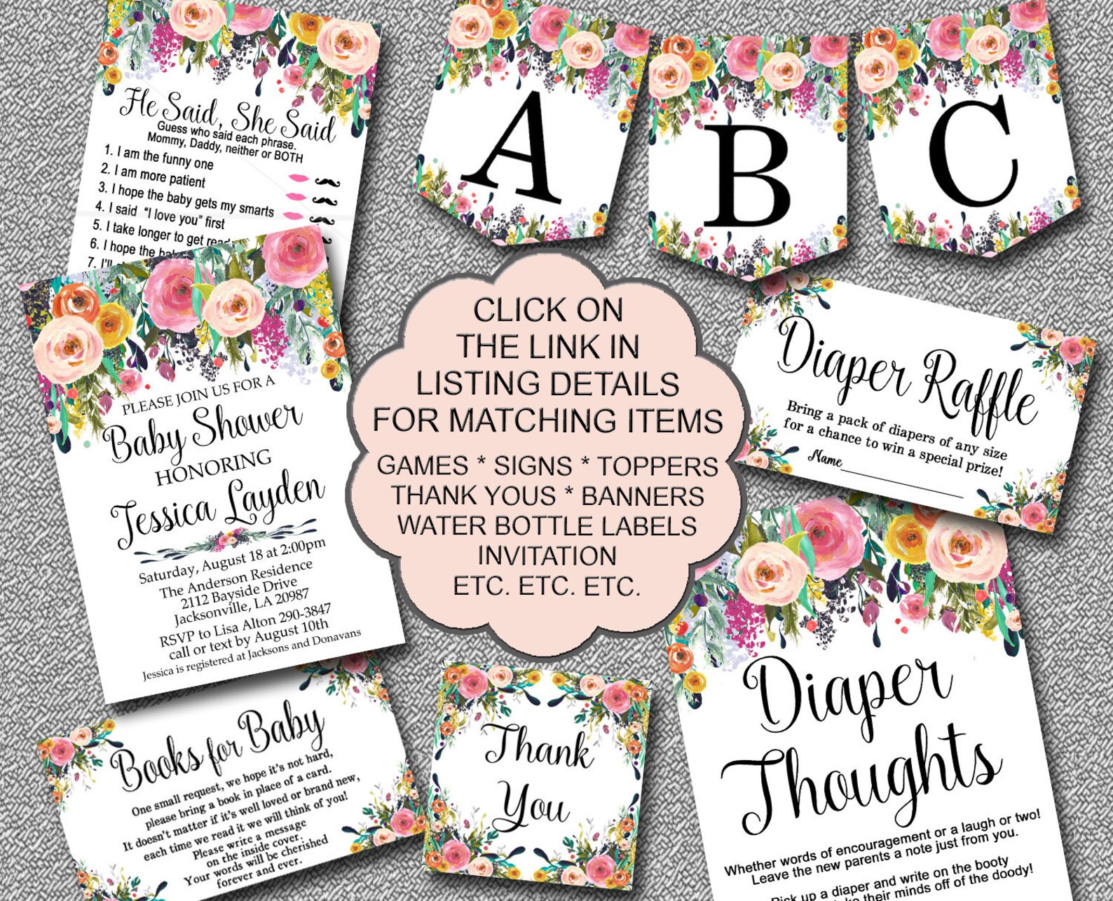 Floral Baby Shower Game Word Scramble Baby Shower Game | Etsy