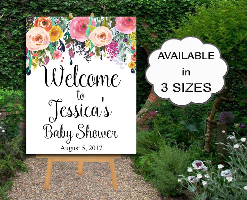Floral Baby Shower Welcome Sign Printable 3 Sizes Large | Etsy