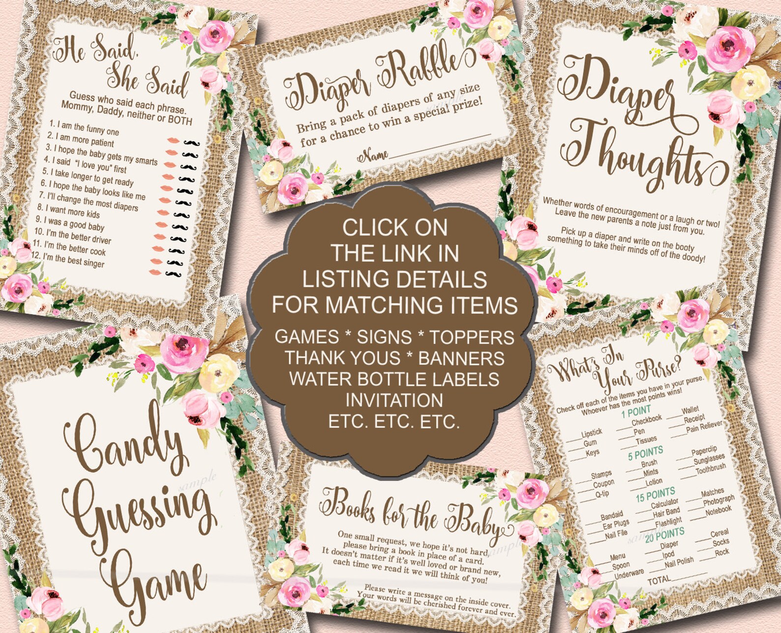 Burlap Baby Shower Game Nursery Rhyme Game Printable Burlap - Etsy