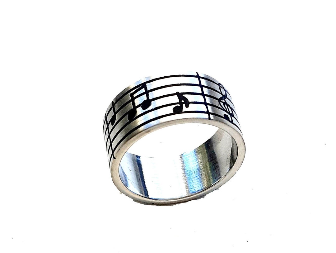 Silver Ring Musical Score Band - Etsy