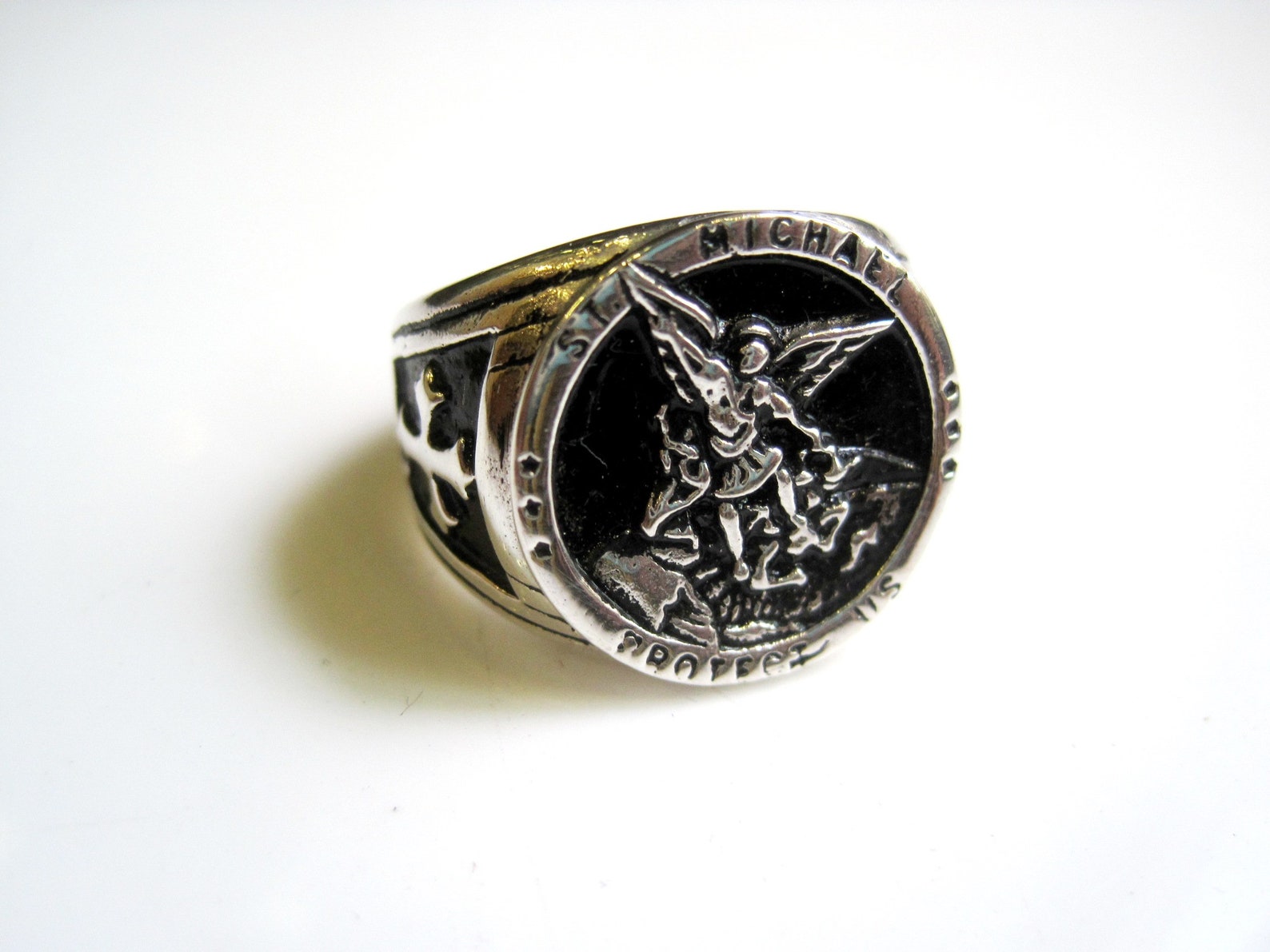 Silver Saint Michael Archangel Ring - Etsy
