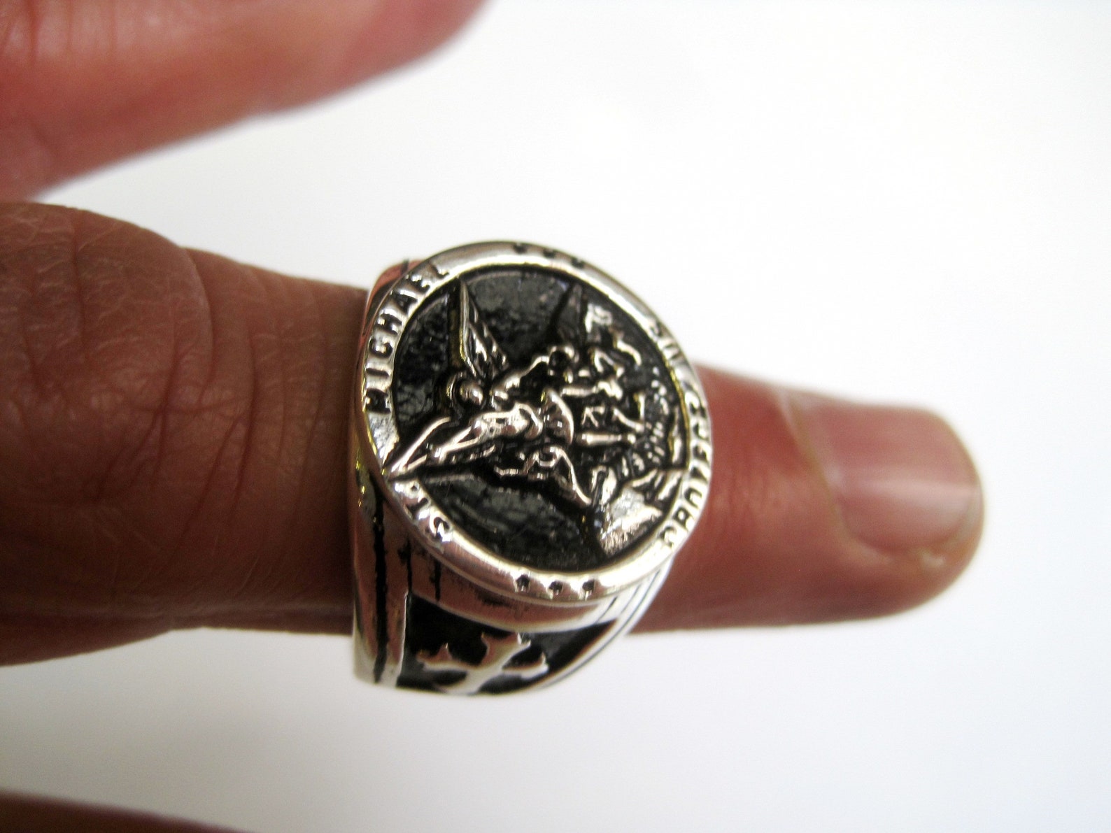 Silver Saint Michael Archangel Ring - Etsy
