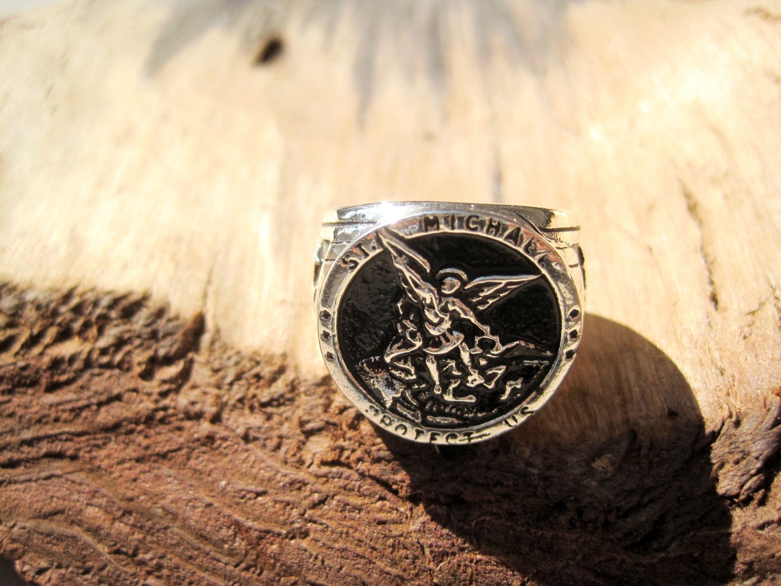 Silver Saint Michael Archangel Ring - Etsy