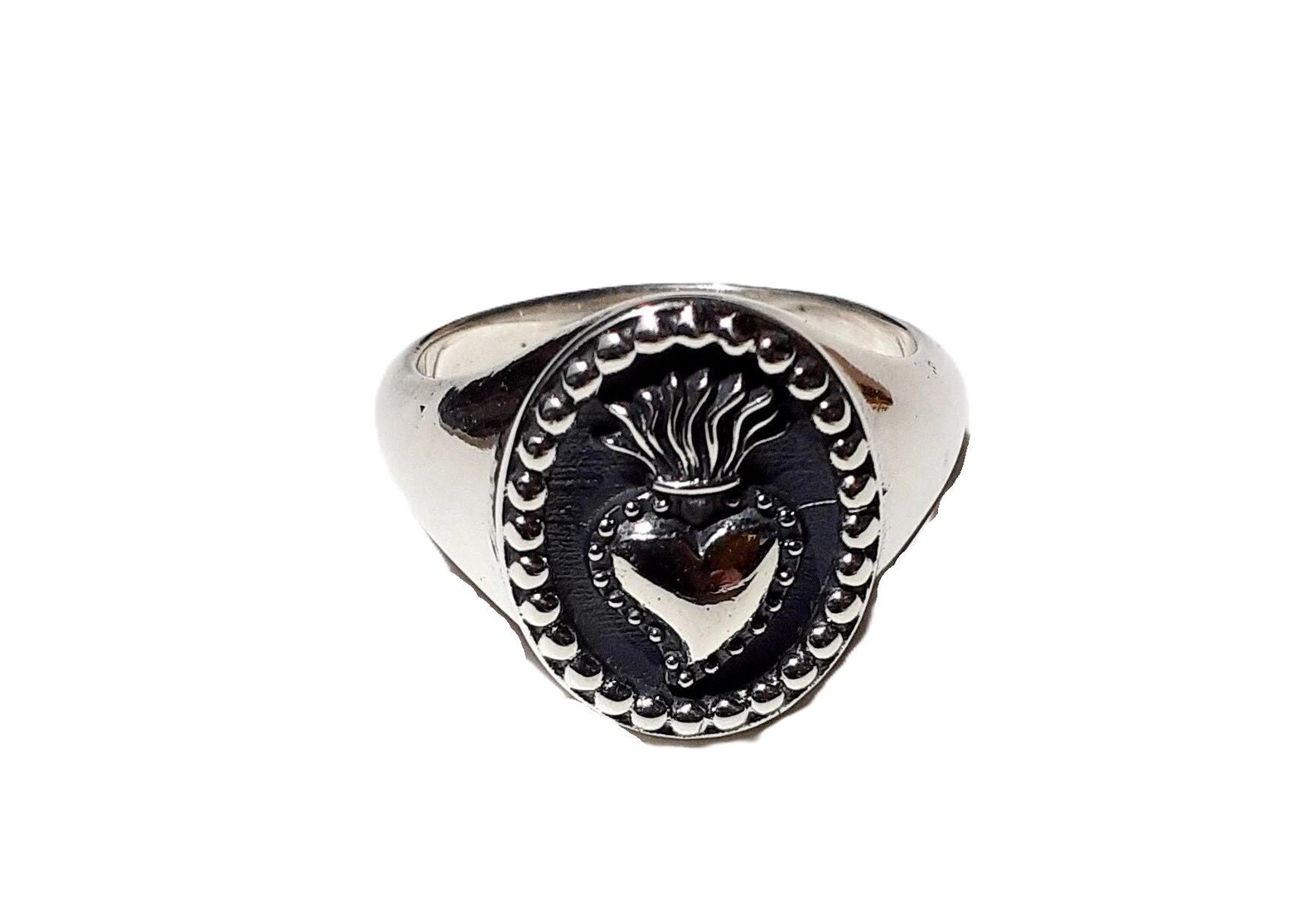 Sacred Heart Silver Ring - Etsy