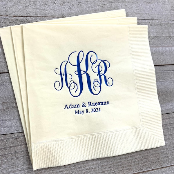 Rose Gold Monogram Paper Napkins - Etsy
