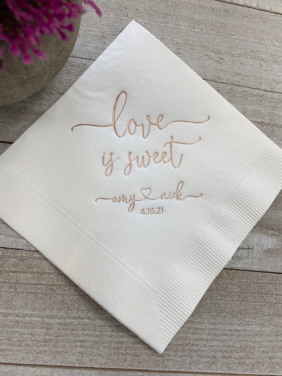 Personalized Wedding Napkins Custom Printed Love is Sweet - Etsy