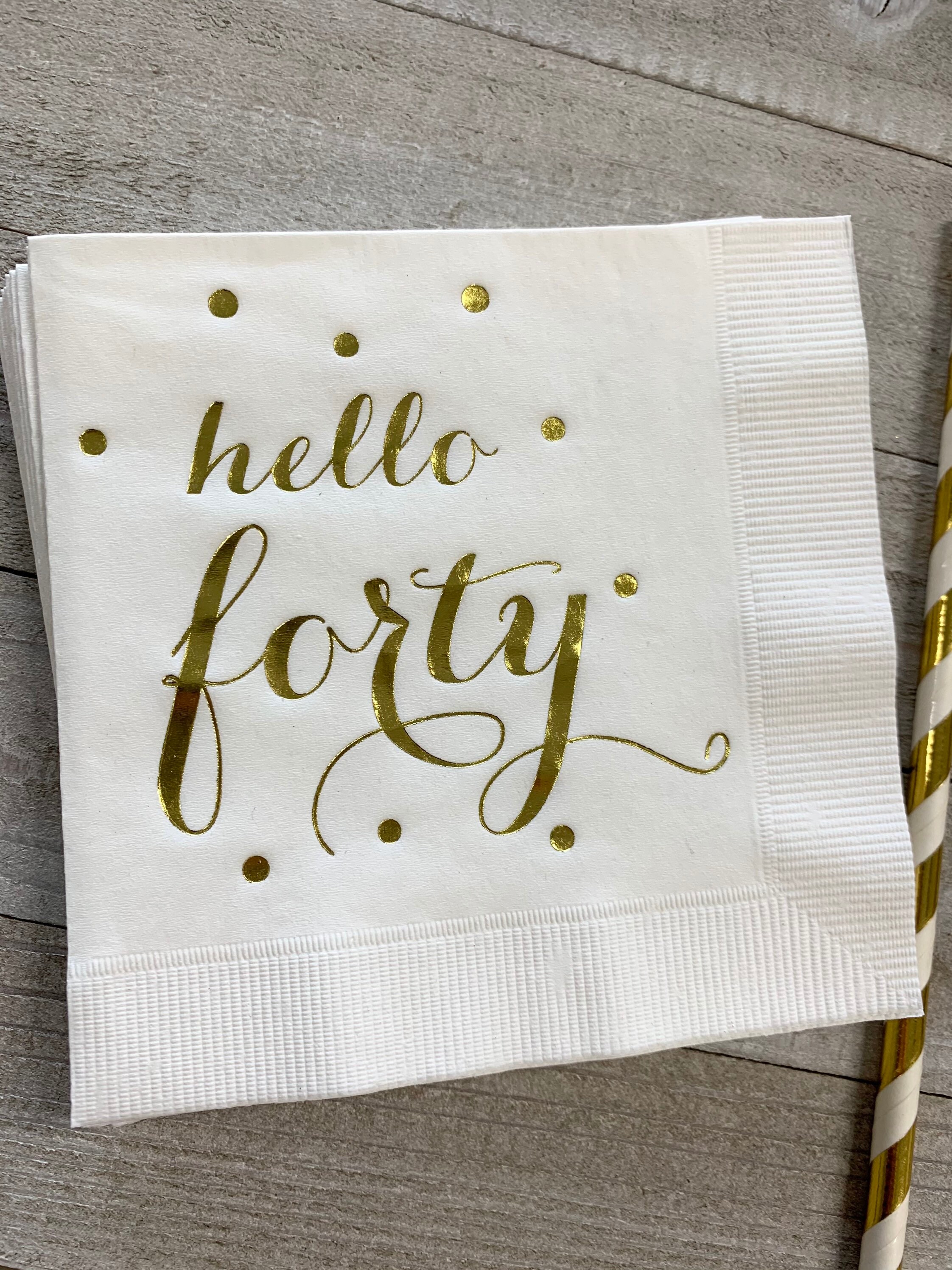 Hello Forty White w/Metallic Shiny Gold Foil Cocktail Beverage | Etsy