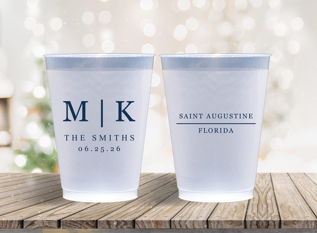 Personalized Frosted Cups Wedding Reception Rehearsal Dinner Engagement ...