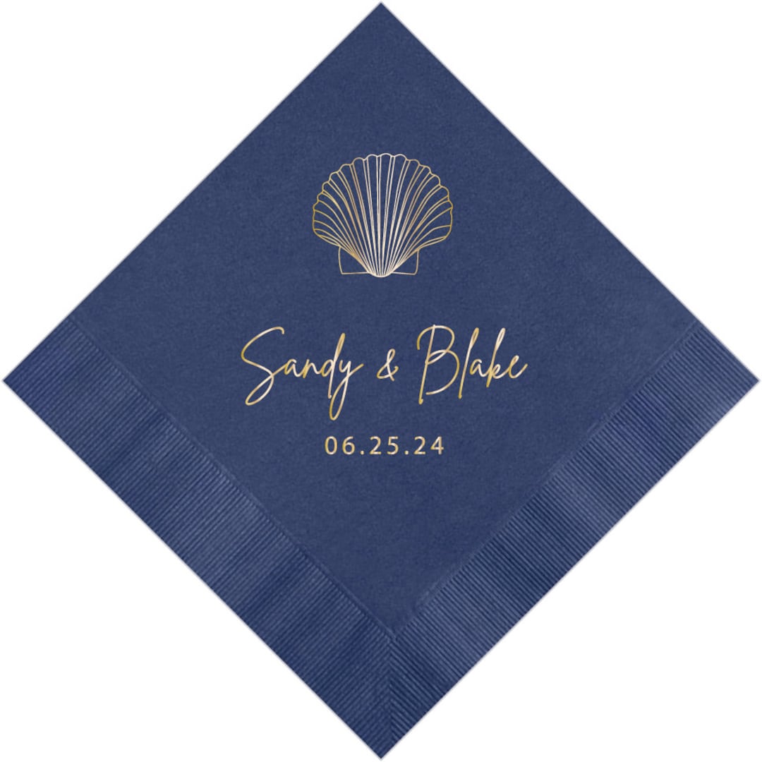 Personalized Napkins Shell Seashell Design Wedding Napkins Custom ...