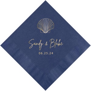 Personalized Napkins Shell Seashell Design Wedding Napkins Custom ...