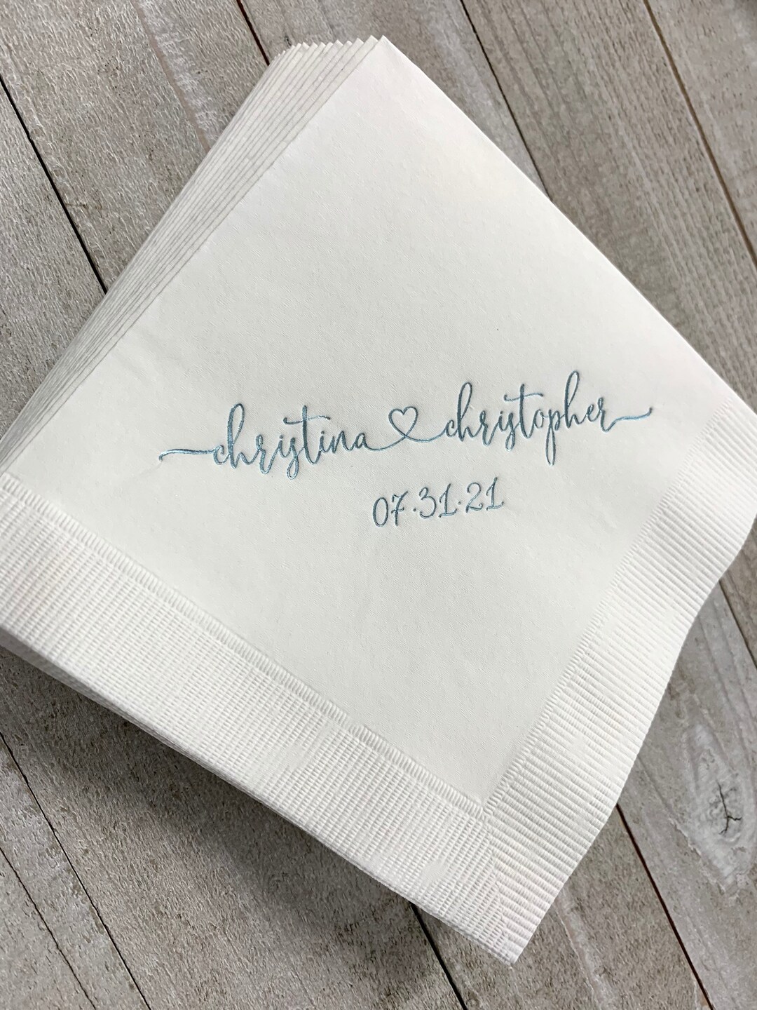 Personalized Wedding Napkins Personalized Heart Connected Monogram ...