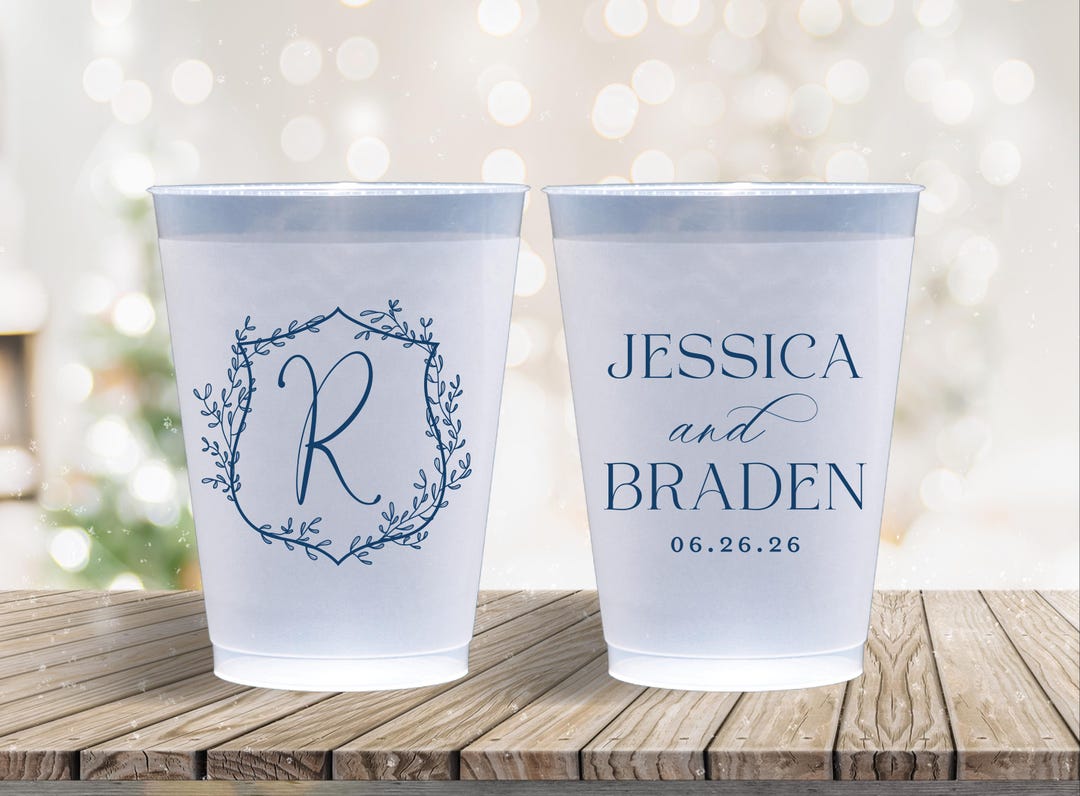 Personalized Frosted Cups Wedding Reception Rehearsal Dinner Engagement ...